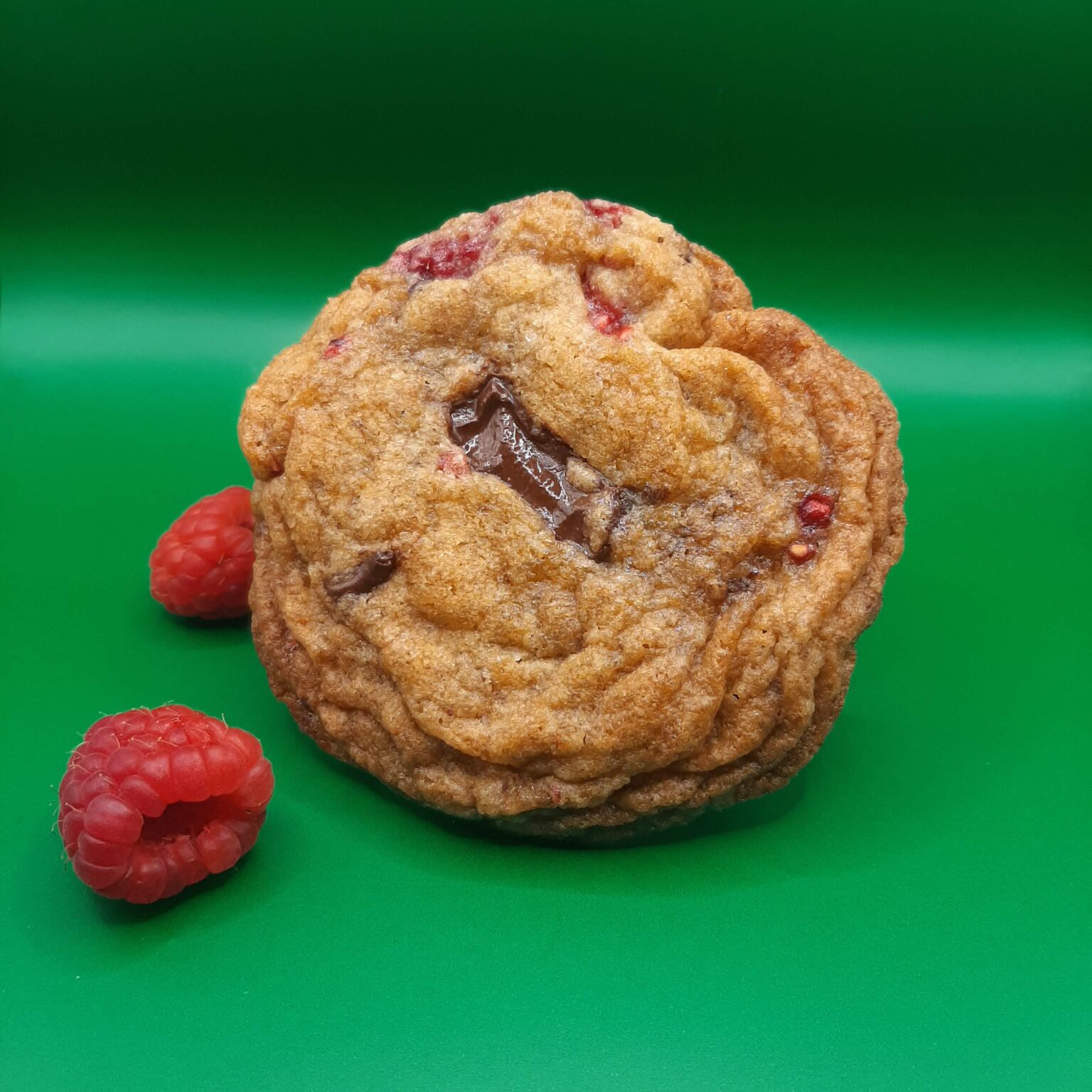 Vanilla cookie dark choc chunks fresh raspberries